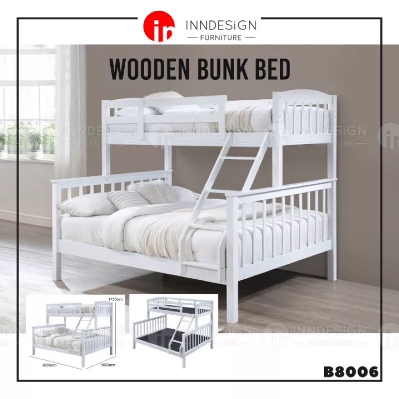 tbbsg [SG READY STOCK] Solid Rubber Wooden Queen and Single Size Bunk ...