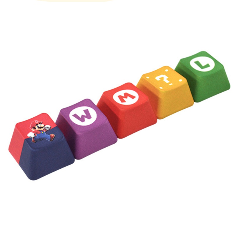 QUU 5 Keys Custom Mario Mechanical Keyboard Keycaps PBT OEM Profile Dye ...