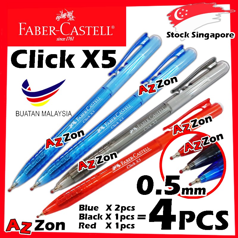 Faber Castell Click X5 Ball Pen 0.5mm Needle Point Retractable Super ...