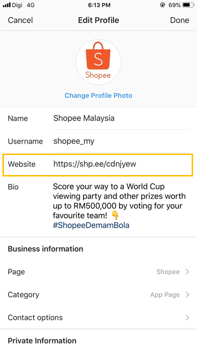 How To Add Your Shopee Shop Link To Your Instagram Profile? | Shopee MY ...