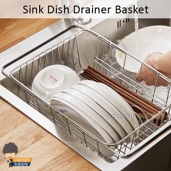 Extendable Sink Dish Drainer Basket (Stainless Steel) | Shopee Singapore