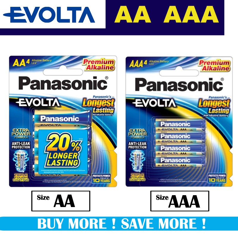 4 x Panasonic Evolta AA AAA Batteries - Long lasting Premium Alkaline 1.5v | Shopee Singapore