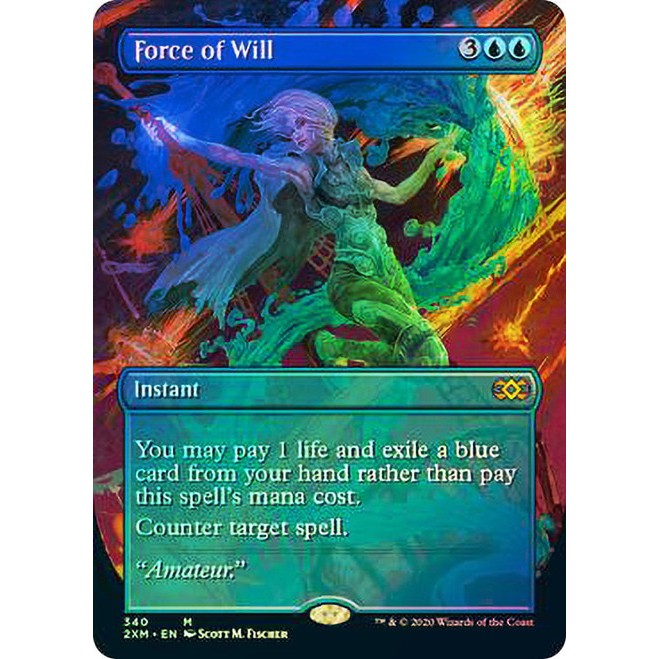 Magic: The Gathering Double Masters - Force Of Will - Borderless Box ...