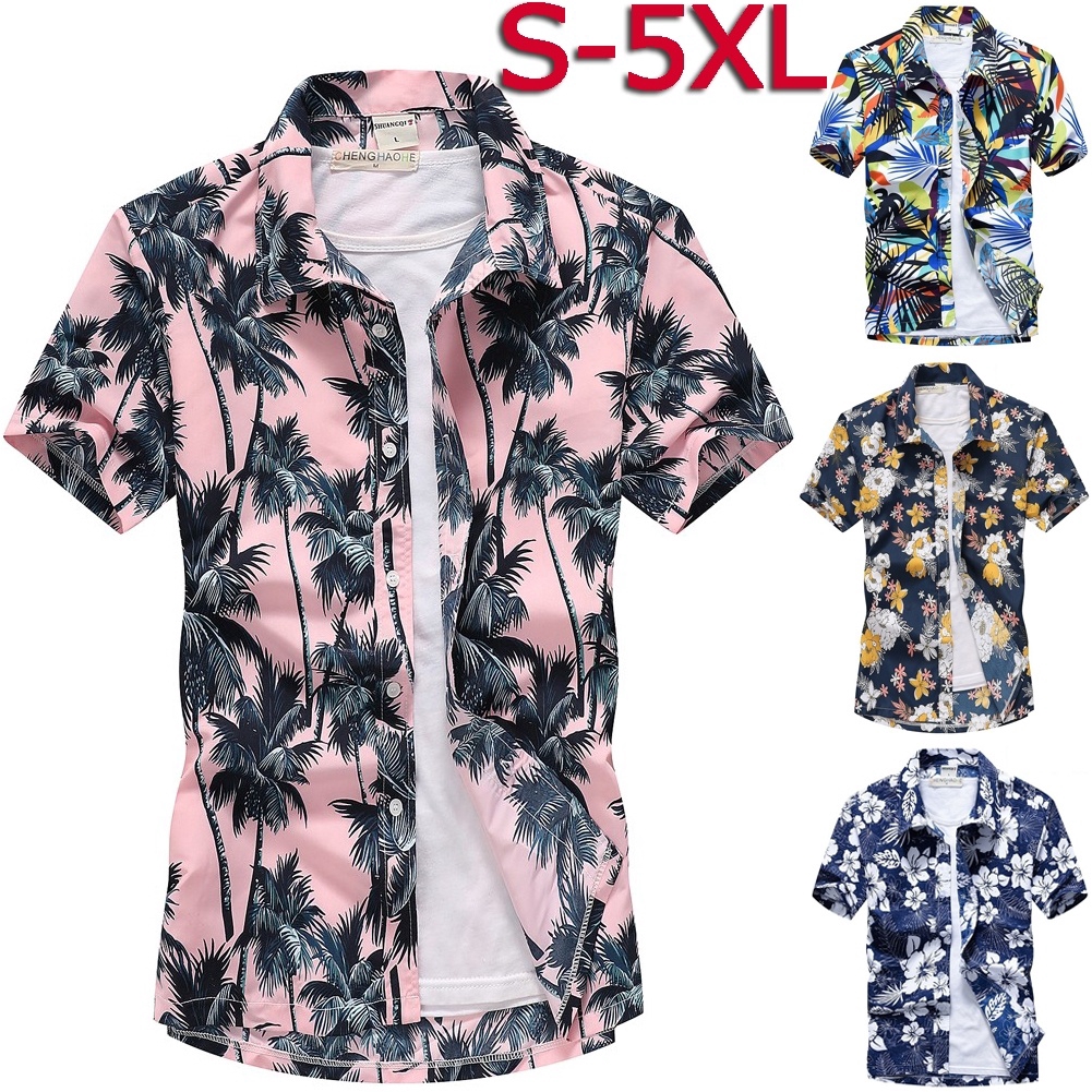 Men s Hawaiian Beach Shirts Tropical Aloha Hawaiian Shirts Floral 