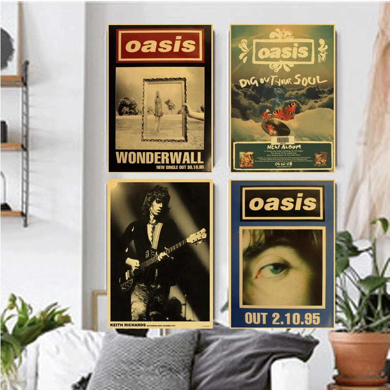 OASIS Liam Gallagher Nostalgia Retro Rock Band Music Kraft Paper Poster ...