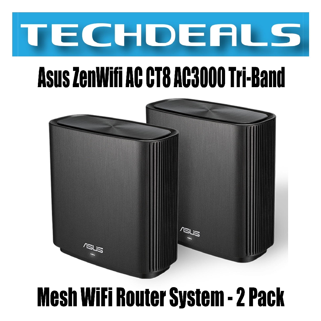 Asus ZenWifi AC CT8 AC3000 Tri-Band Mesh WiFi Router System - 2 Pack ...