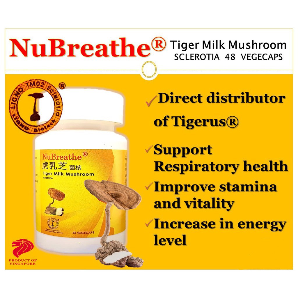 Nubreathe Authentic Tiger Milk Mushroom - 48 Capsules | Shopee Singapore