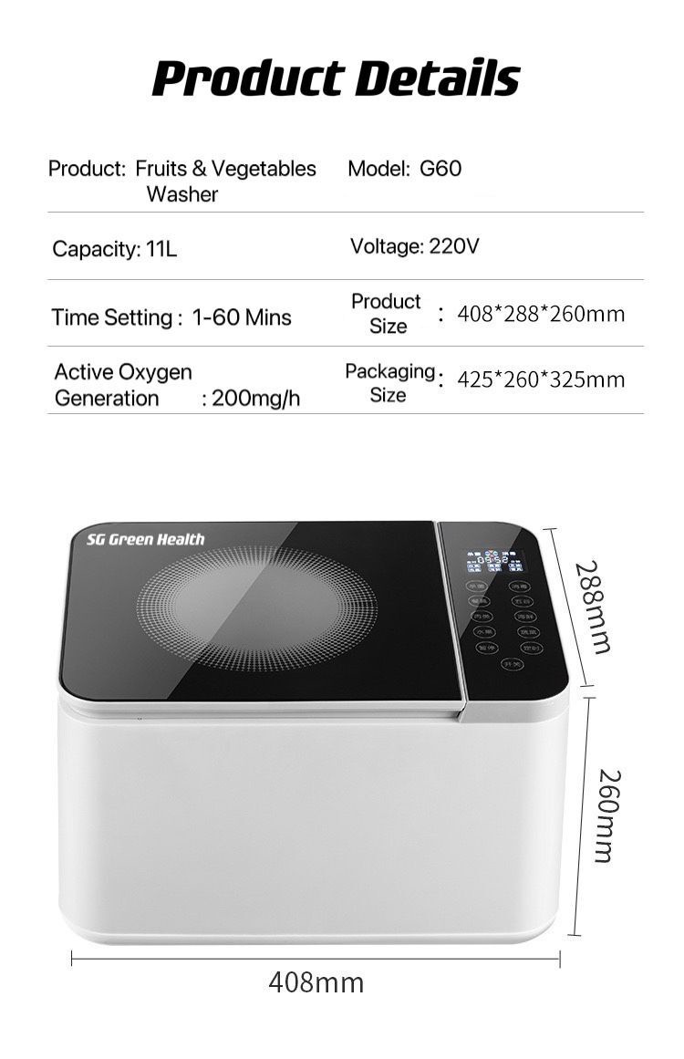 Household Ultrasonic Cleaner Machine Fruits Vegetables Food Washer ...