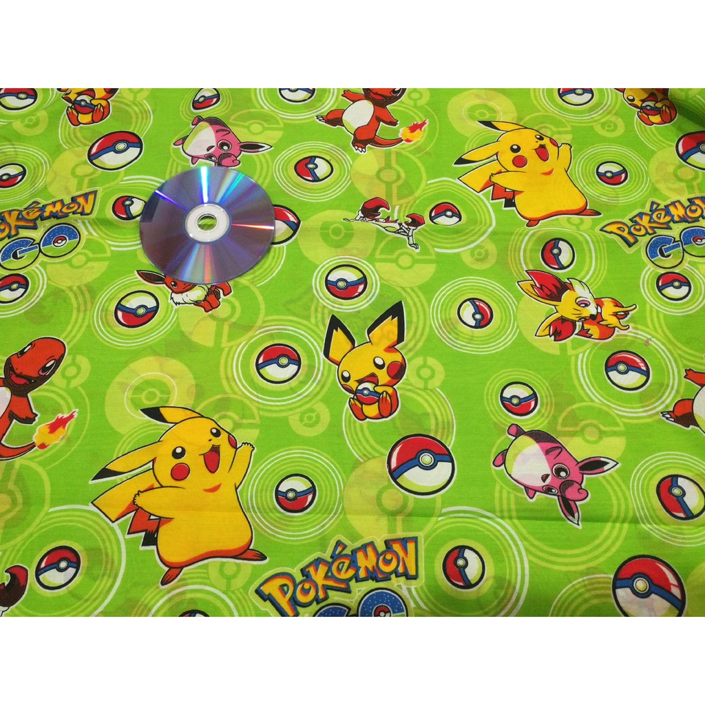 1/2 yards POKEMON PIKACHU FRIENDS BALL BRICK Cotton Blend Fabric ...