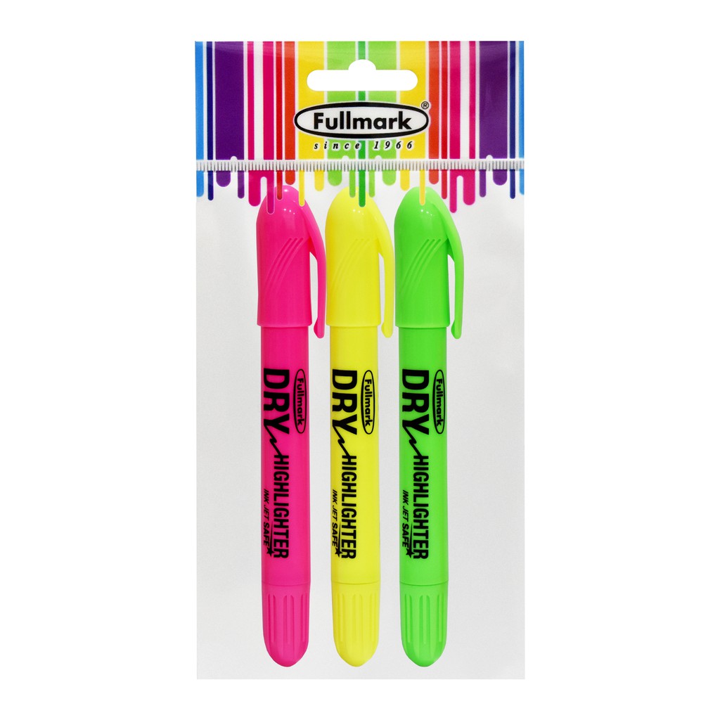 3pcs x Fullmark Retractable Gel Dry Highlighter, Assorted Colours ...