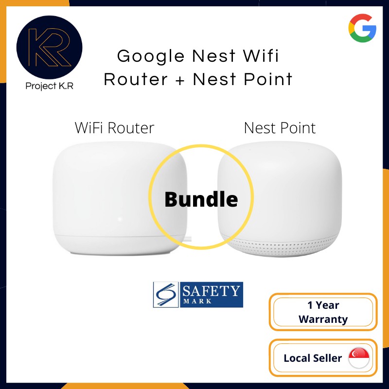 *BUNDLE 1* [Authorised Partner] Google Nest WiFi Router (2nd Generation) + Nest WiFi Point ...