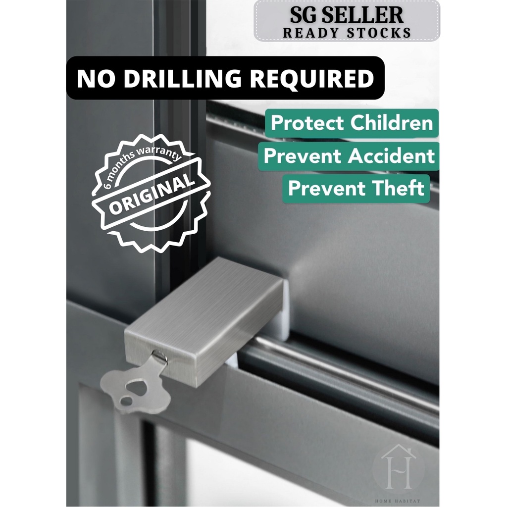 [INSTOCK] Sliding Window Lock Stopper Restrictor No Drilling | Shopee ...