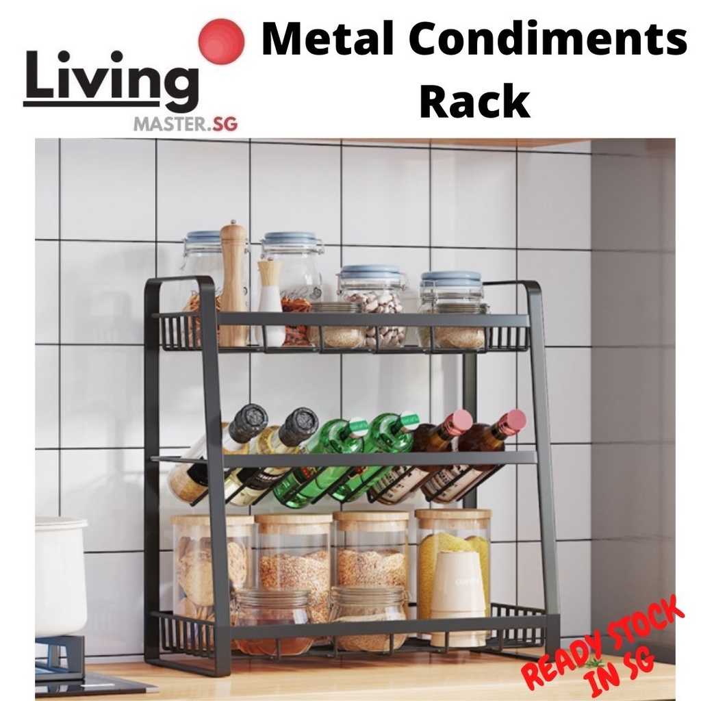 3 Tier Metal Condiment Rack Kitchen Storage Shelf Rack Sink Organizer ...