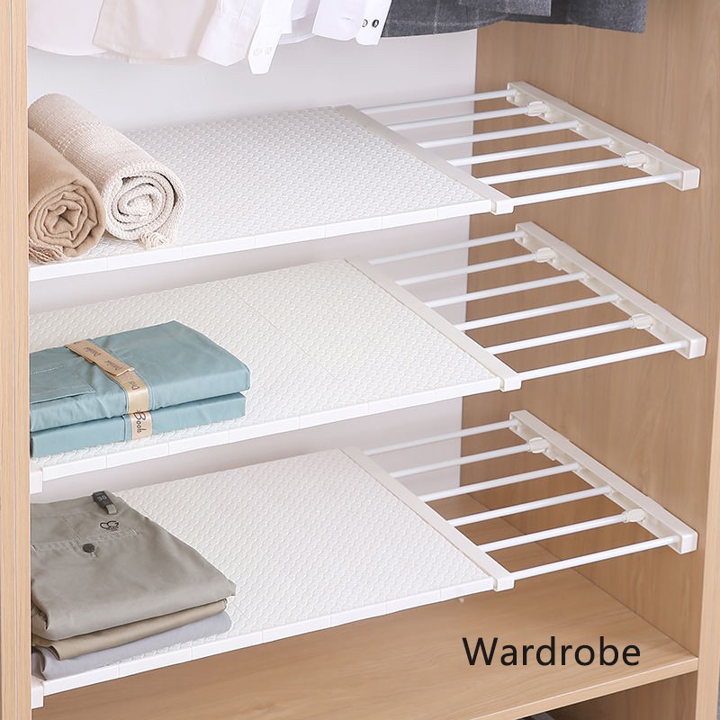 EmmAmy Extendable Wardrobe Shelf Adjustable Closet Organizer Rack ...
