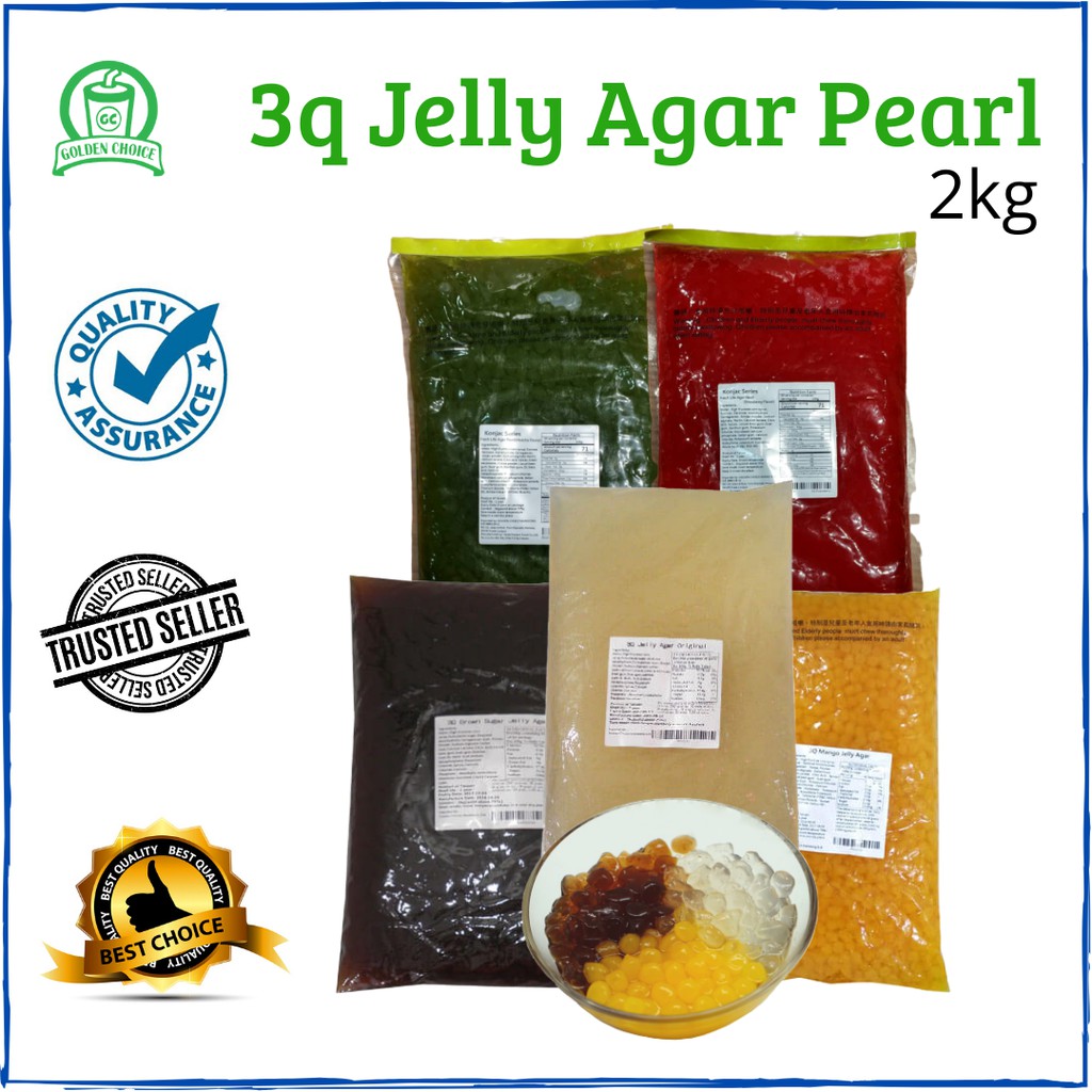 3q Jelly Agar Pearl Halal 2kg Brown Sugar Mango Original Match Sakura Instant Boba Pearl Jelly