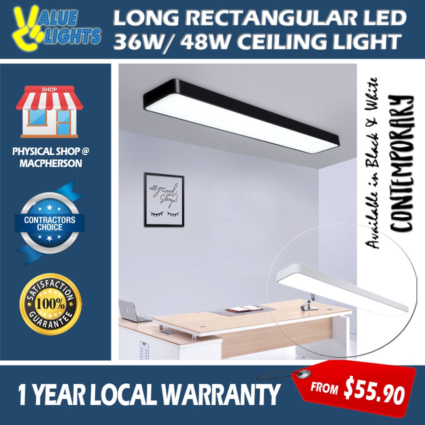 Long Rectangle 36W 48W 80W LED Ceiling Light Linear Long Office Light ...