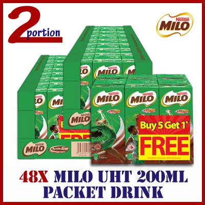 48 x 200ml MILO UHT Chocolate Malt Packet Drink | Shopee Singapore