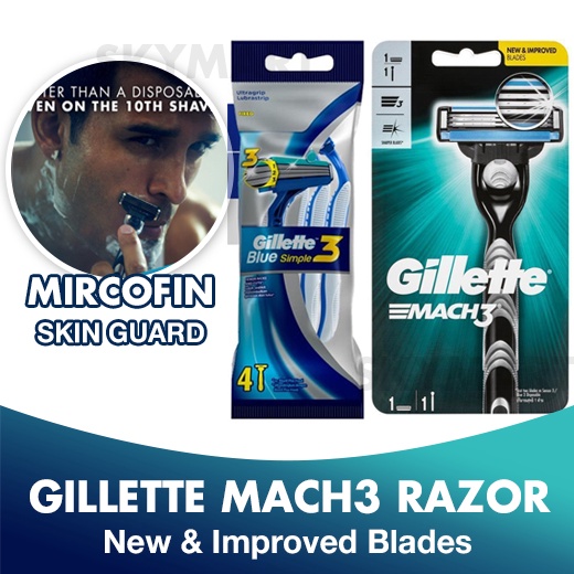 Gillette Mach 3 Blue Simple 3 Blue 2 Men’s Disposable Razors Shaver ...