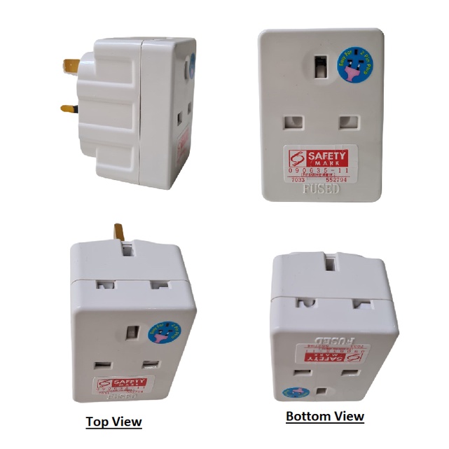 3 Way Electrical Plug Multi Adapter Singapore Safety Marked (2 Pin Plug ...