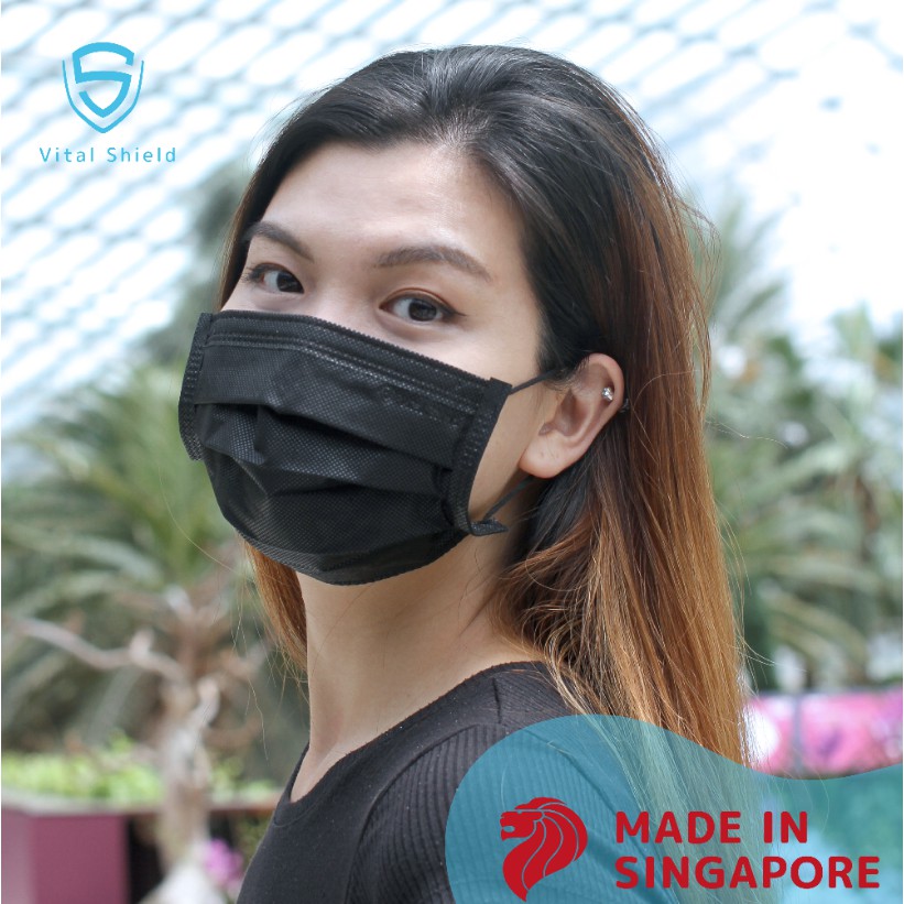 Surgical Black Face Mask BFE 99% Made in Singapore (VS50MBB) | Shopee ...