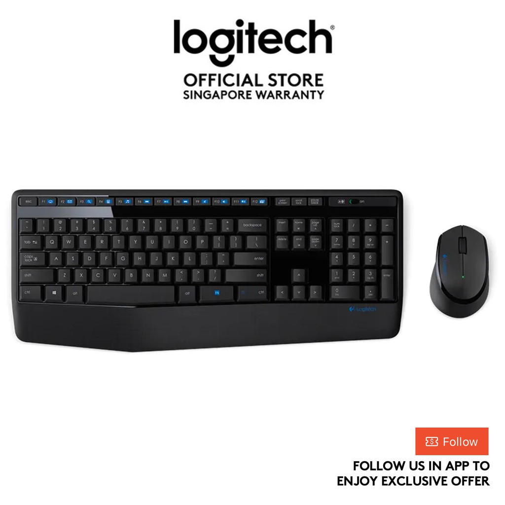 Logitech MK345 Wireless Combo – Full-Sized Keyboard with Palm Rest and ...