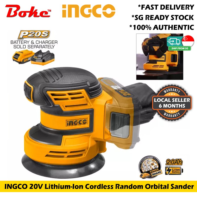 INGCO Random Orbit Sander (Bare Tool) 20V Lithium-Ion Battery | Shopee ...