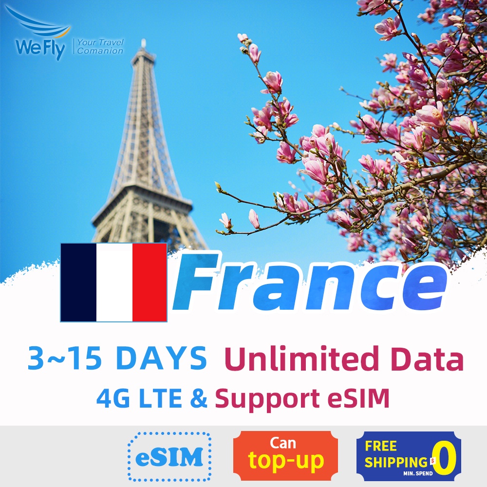 France Sim Card 3-15 Days unlimited data 4G LTE high speed prepaid sim ...