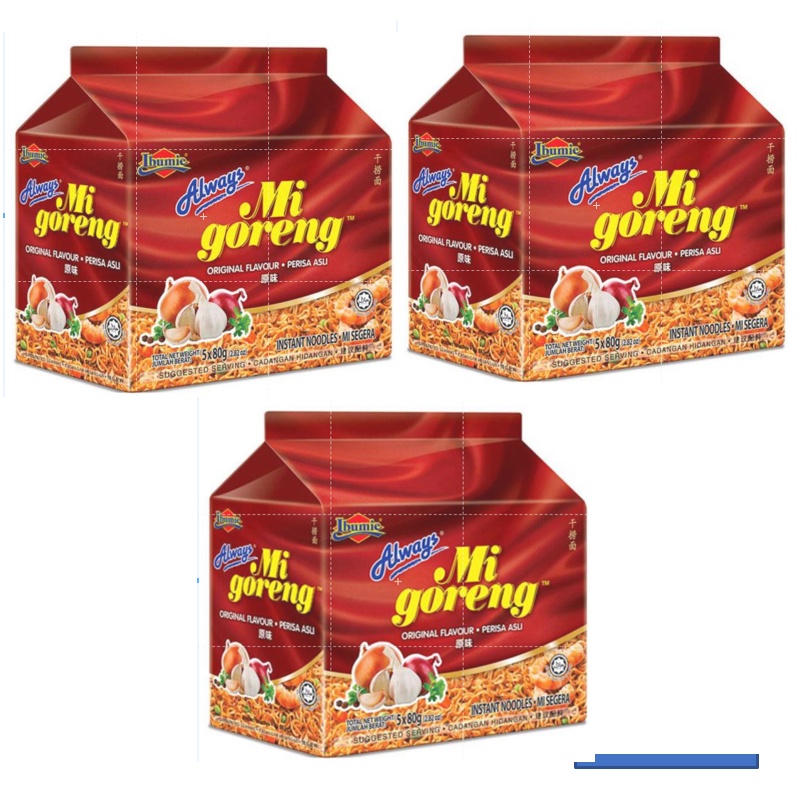 [Bundle of 3] Ibumie Always Mi Goreng Asli Instant Noodles 5 x 80g ...