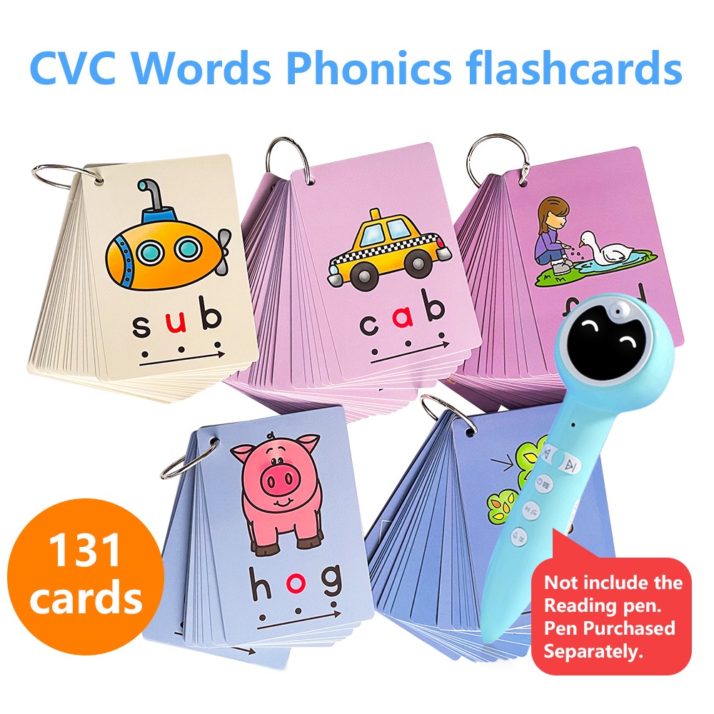 131 Cards Phonics CVC Words Flashcards Sight Word Flash Cards Toddler ...