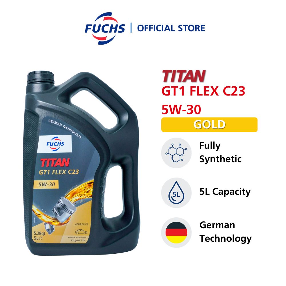 Titan GT1 Flex C23 5W30 SAE Fully Synthetic Engine Oil 5L Car Oil For ...