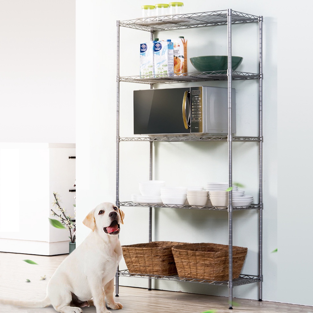 Oscrobie 5 Tier Shelving Unit Adjustable Wire Shelves Organizer Shelf ...