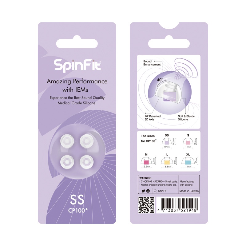 Spinfit CP100+ for IEM CP100 Plus Silicone Patented Comfort Eartips ...