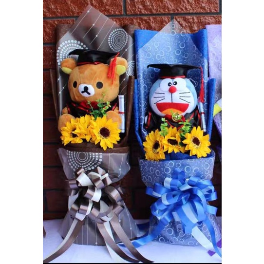 *SG In-Stock* Graduation Plush Flower Bouquet Stitch Shin-Chan Pikachu ...