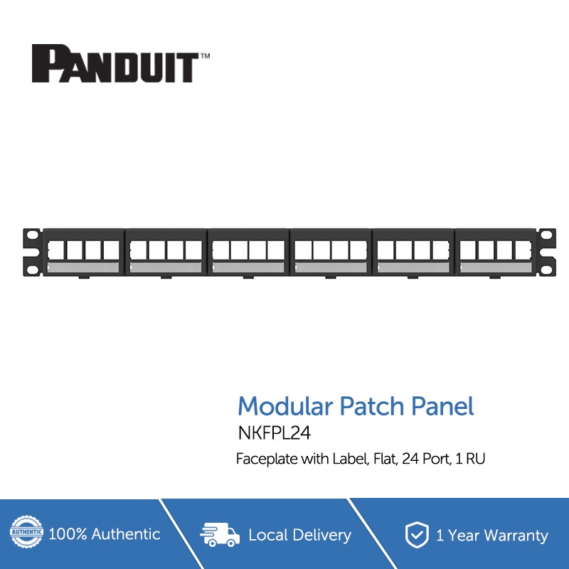 Panduit NetKey Modular Patch Panel Faceplate with Label, 24 Port 1RU ...