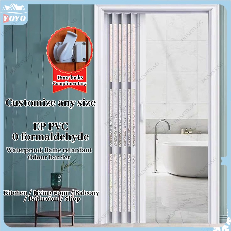 PVC Folding Door Sliding Door Bathroom Kitchen Indoor Partition Door ...