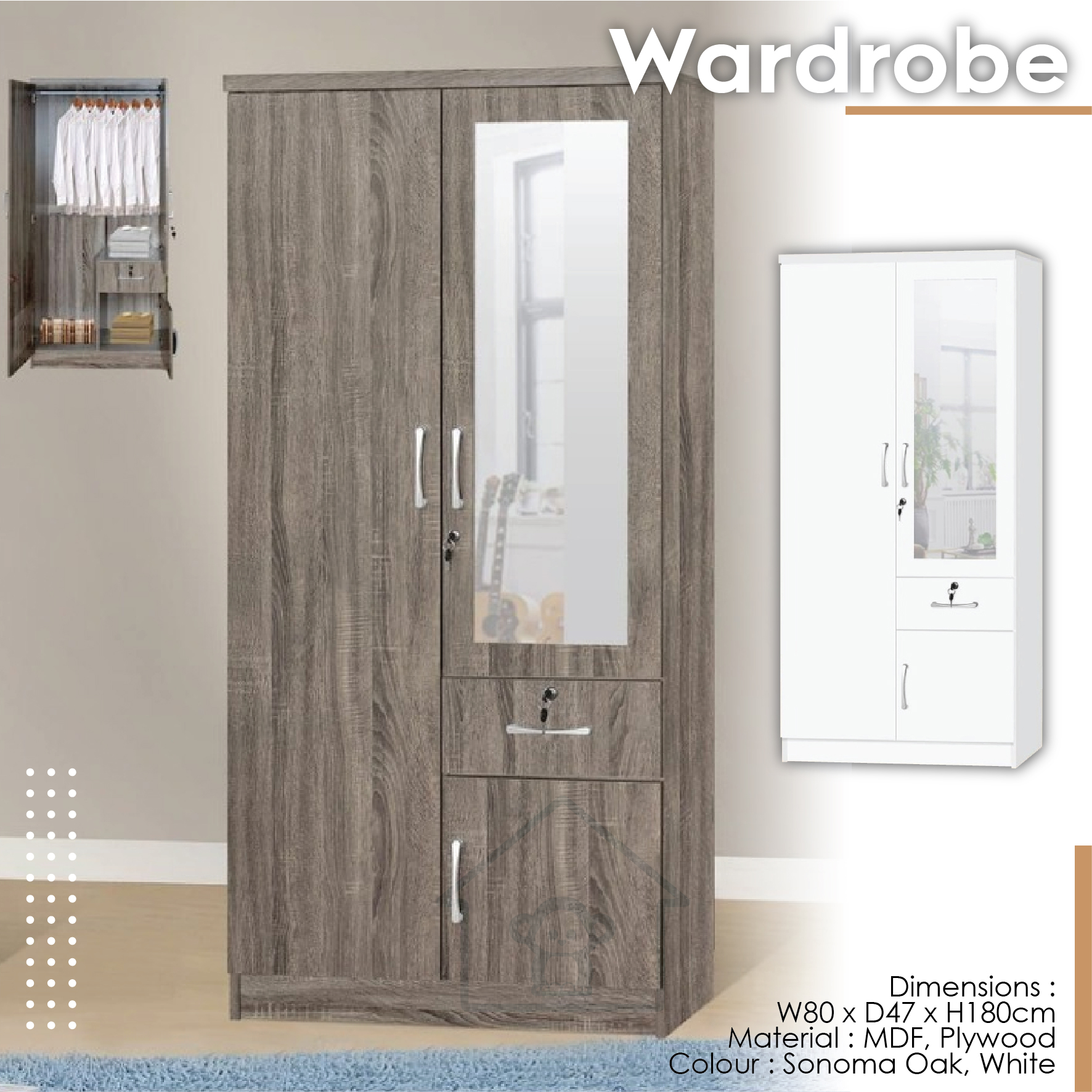 (PREORDER)WARDROBE / CLOTHS ORGANIZER / BEDROOM STORAGE CABINET WITH ...