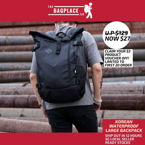 "SG SELLER" TheBagPlaceSG Large Korean Waterproof Backpack with Laptop ...