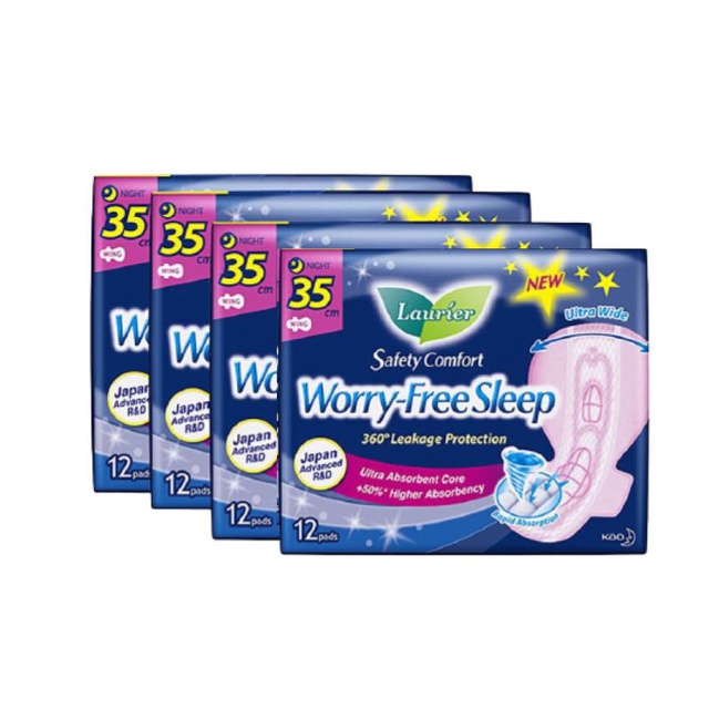 [Bundle of 4] Laurier Safety Comfort Night Slim Wings 35cm 12pcs ...