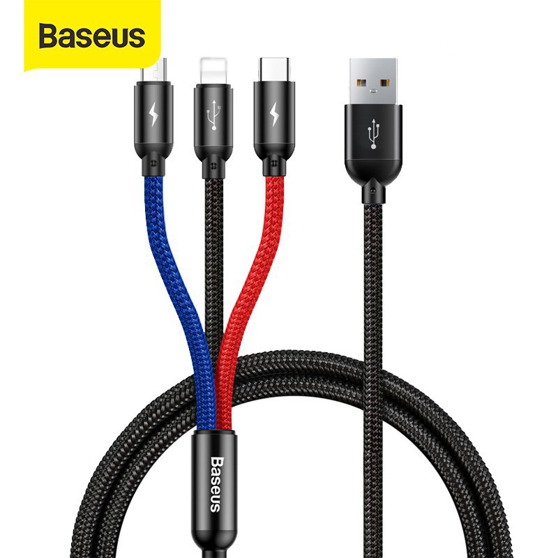 Baseus 3 in 1 USB Cable for Mobile Phone Micro Type C | Shopee Singapore