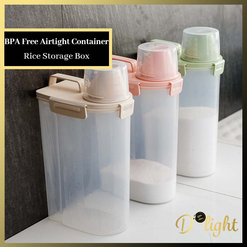 [Upgraded] 3L Rice Airtight Container 4 Buckles Dry Food Cereal Storage ...