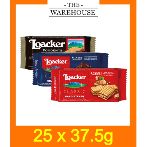 Loacker Classic Wafer, Napolitaner, Cremkakao, Fondente 25 x 45g ...