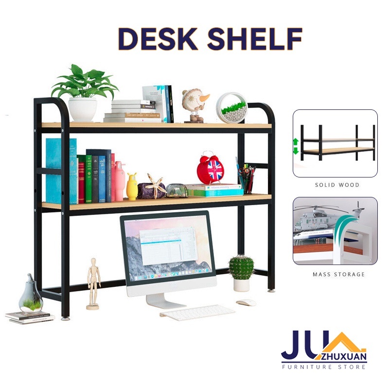 Desk shelf Adjustable layer height Bookshelf Wooden Bookcase Computer ...