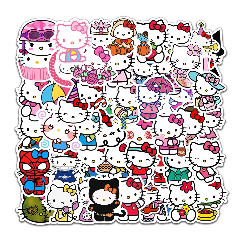 50pcs Hello Kitty Cute Cartoon Waterproof PVC Stickers | Shopee Singapore