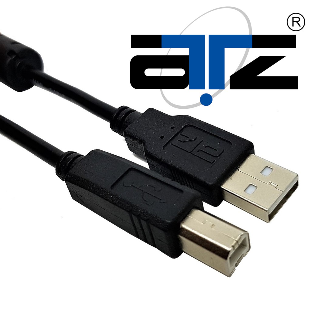 ATZ USB 2.0 A-Male to B-Male Printer/ Scanner Cable w/Ferrite Core (1m ...