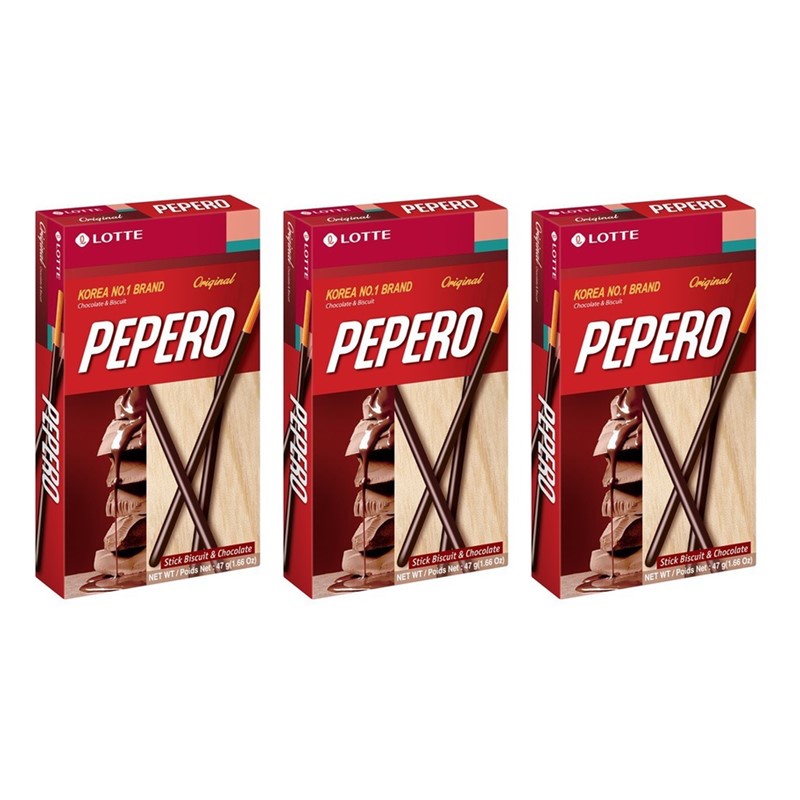 [Bundle of 3] Lotte Pepero Original Chocolate 47G [Korean] | Shopee ...