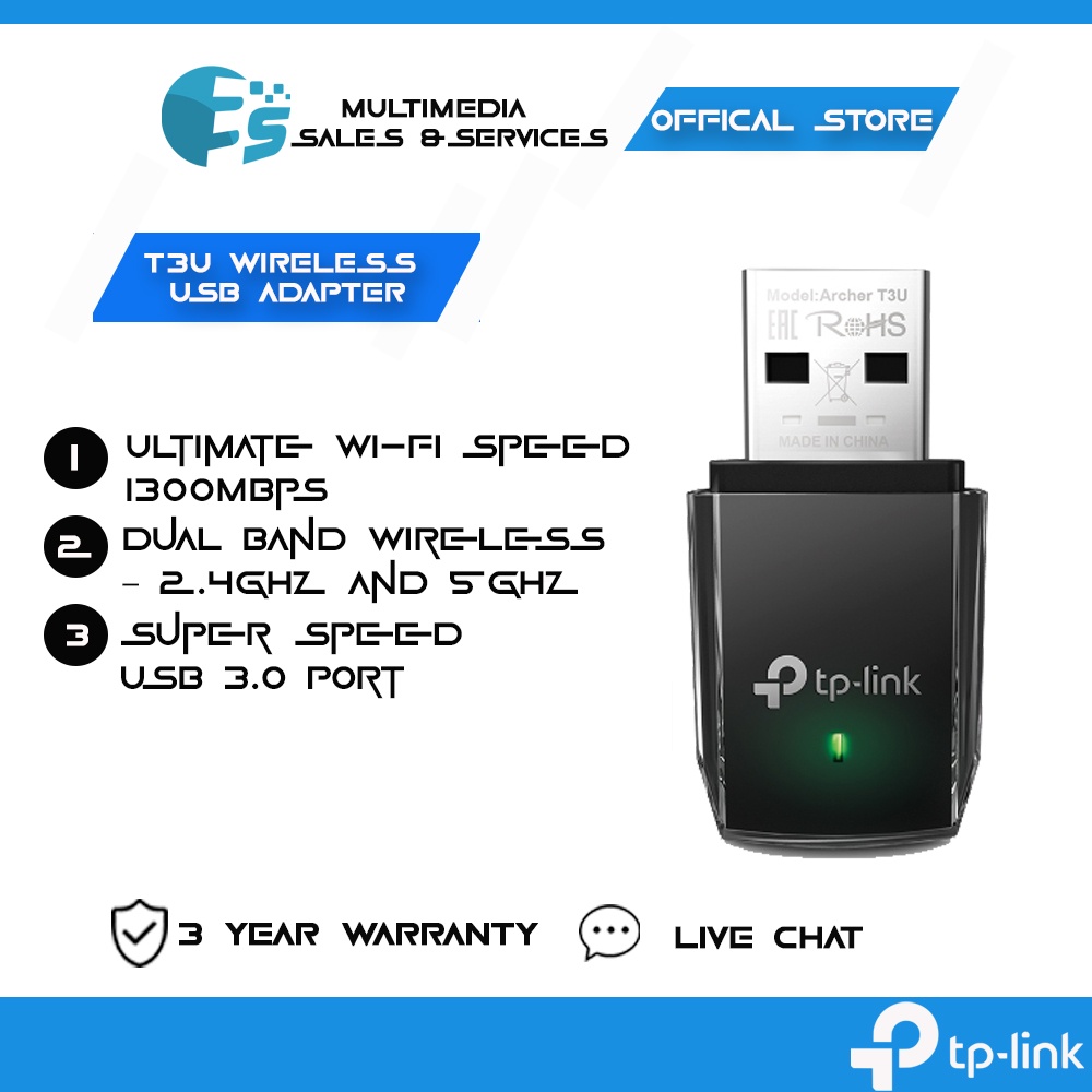 ARCHER T3U AC1300 MINI WIRELESS MU-MIMO USB ADAPTER | Shopee Singapore
