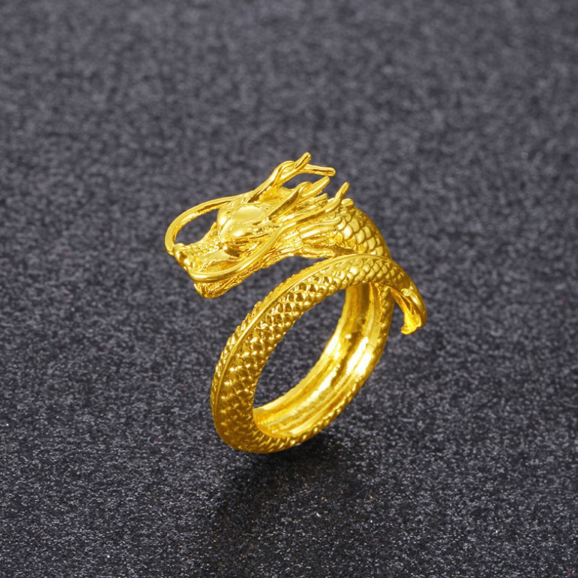 🔥Adjustable 24K Gold Plated Dragon Ring Men Women Jewelry Opening Rings ...
