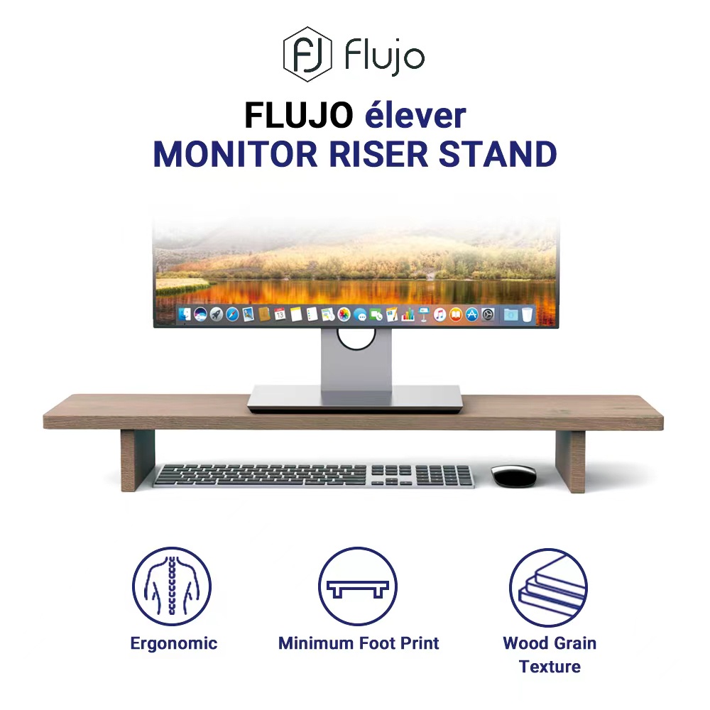 Flujo Monitor Riser Stand Wood Improve Ergonomic Posture Supports up to ...