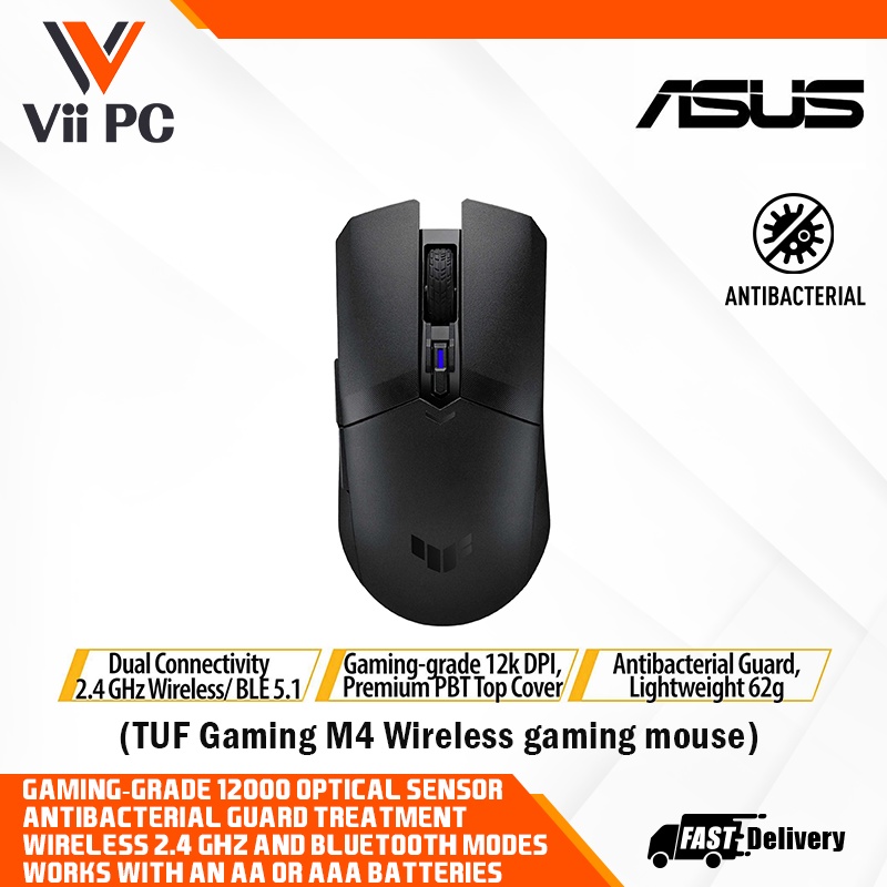 ASUS TUF Gaming M4 Wireless Gaming Mouse, dual wireless modes ...