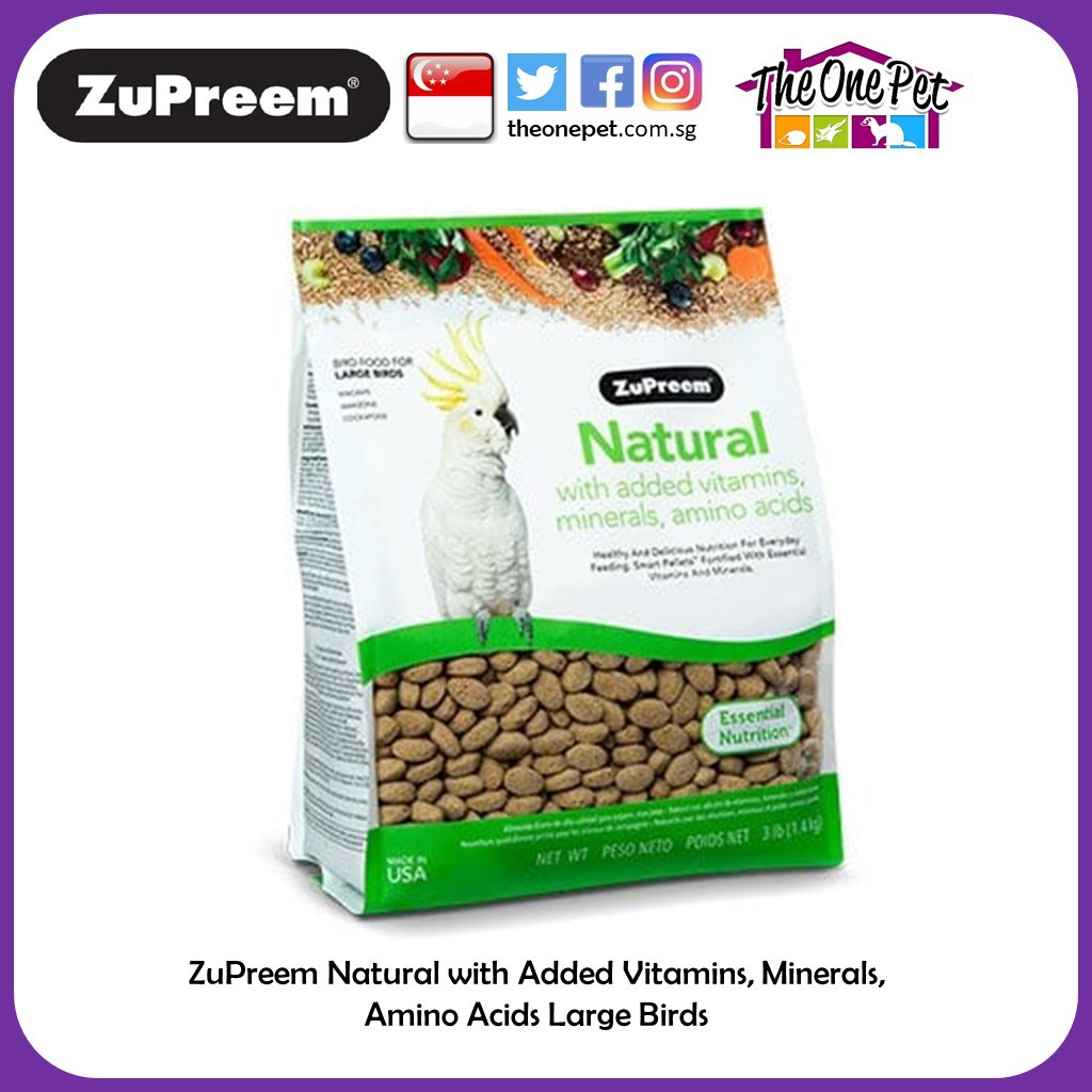 ZuPreem Natural with Added Vitamins, Minerals, Amino Acids Large Birds ...